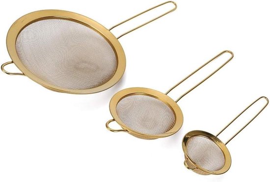 Fijn gaas zeef set van roestvrij staal 3-delig met handvat | bol