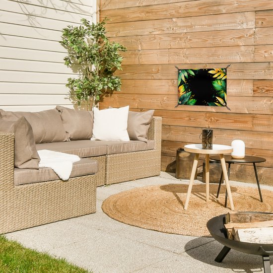 Tuinposter 40x30 cm - Tuindecoratie Bladeren - Groen - Geel - Verf ...