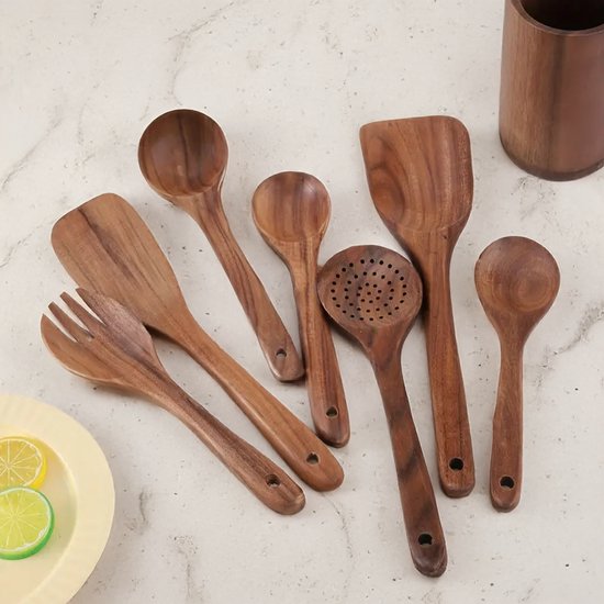 Dutchers® Keukengerei set - 8 Delig - Hout - Keukenset - Houten Spatels ...