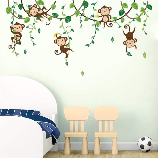 Aap Klimboom Muurstickers - Jungle Dieren - Wanddecoratie voor Kinderkamer | bol