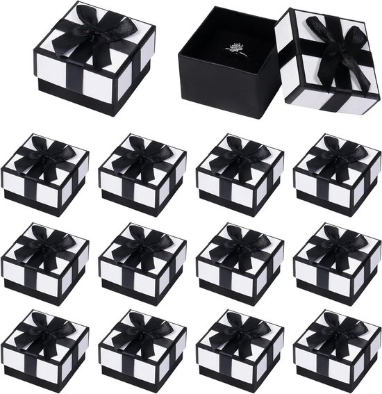 12 Pieces Small Jewellery Gift Boxes 5 x 5 x 3 cm with Lid for Rings ...
