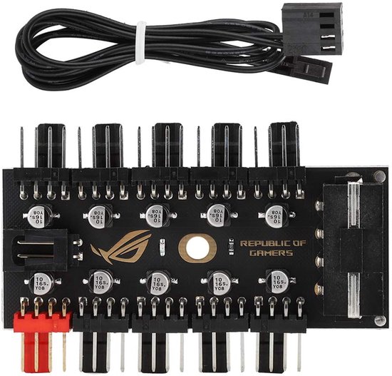 PC Chassis Fan Hub, CPU Cooling Fan Hub, 10-kanaals 4-pins PWM-set Line ...