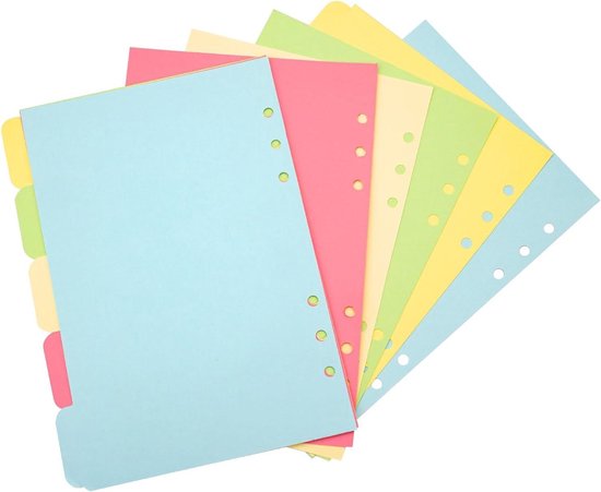 30-pack A5 Kraft Paper Folder Tabs - 5 Coloured Tabs, 6 Holes for Ring ...