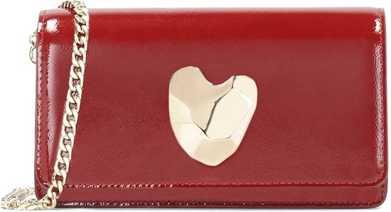 Maroon crinkled patent leather handbag | bol