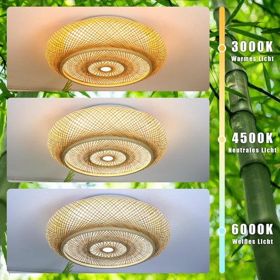 Bamboe Plafondlamp - Retro Design - 40W - 40cm | bol