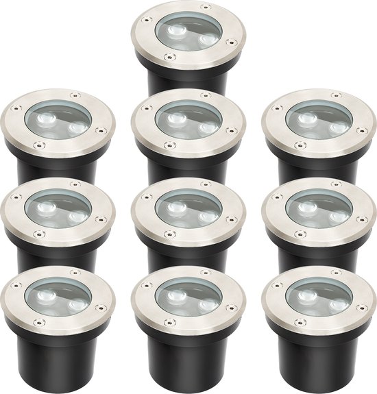10X Grondspots LED voor buiten - Rond - IP65 Waterdicht - 3 Watt 300 ...