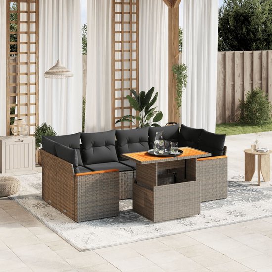 vidaXL Loungeset 7-delig - Grijs - PE-rattan | bol