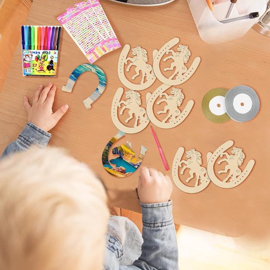 Hoefijzerschijven 24 stuks hout - Knutselen met houten hoefijzer voor ...