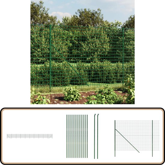 vidaXL Draadgaashek 2,2x25 m Groen Staal PVC Draadgaashek - Schutting ...
