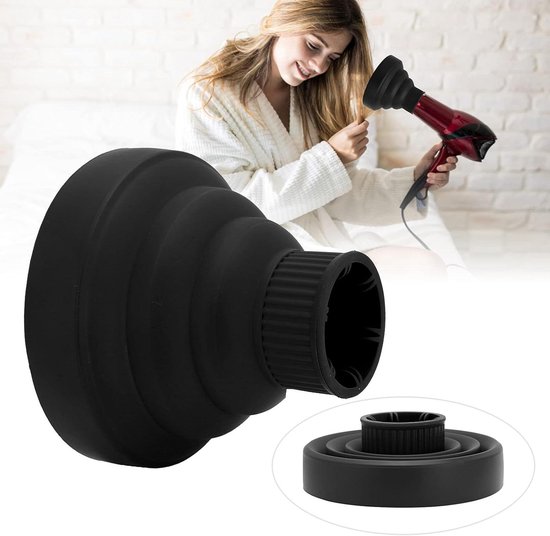 Universele Silkon diffuser föhn opzetstuk voor op reis - zwart | bol