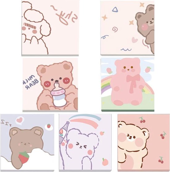 7 stuks 700 vellen dieren zelfklevende notities cartoon kleverige ...