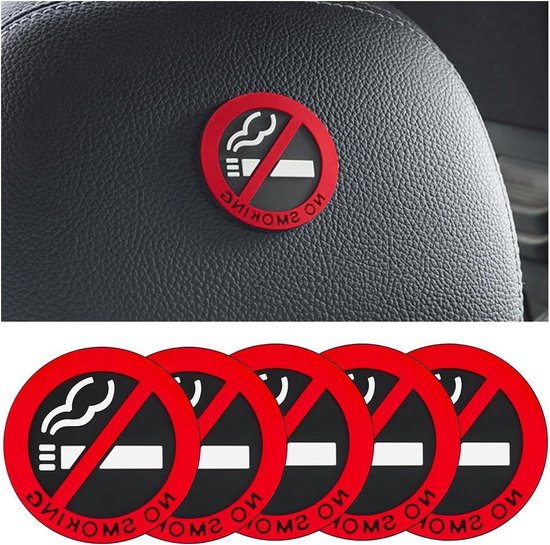 Niet-roken autostickers - set van 5 - zelfklevende niet-rokerstickers ...