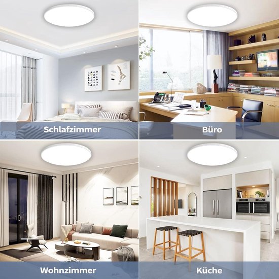 Led-plafondlamp 18 W 1800 lumen ultradun wit 6500 K waterdicht IP65 badkamer ronde... | bol