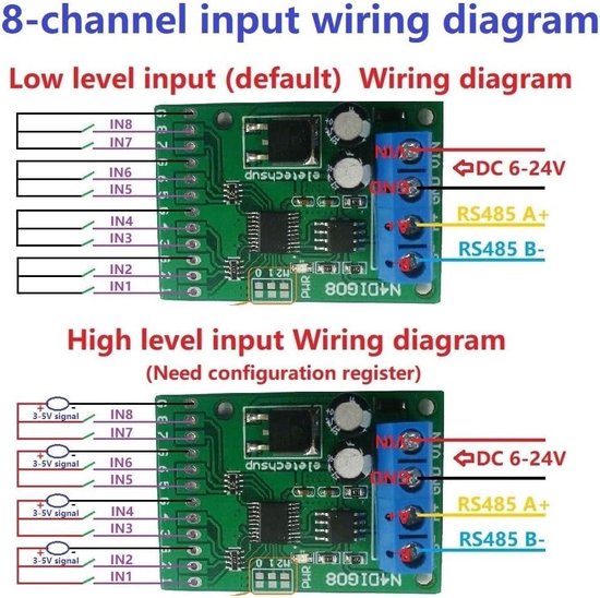 RS485 Converter Module DC 12 V 24 MODBUS RTU 8 Bit Input-Output PNP ...