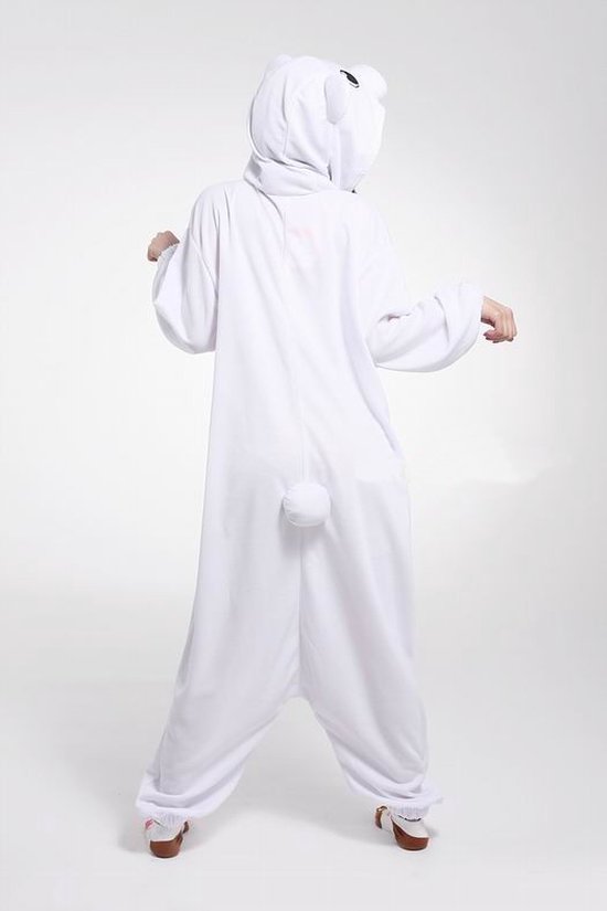 KIMU Onesie IJsbeer Pak - Maat S-M - IJsberenpak Kostuum Wit Berenpak ...