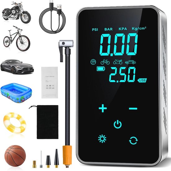 Draagbare Elektrische Luchtpomp voor Auto, Fiets en Sportschool met ...