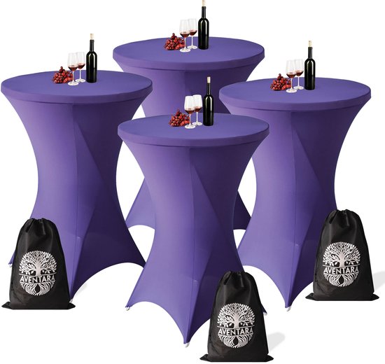 Statafelrok Paars x 4 – ∅80-85 x 110 cm inclusief Opbergtas – Statafelhoes Stretch... | bol