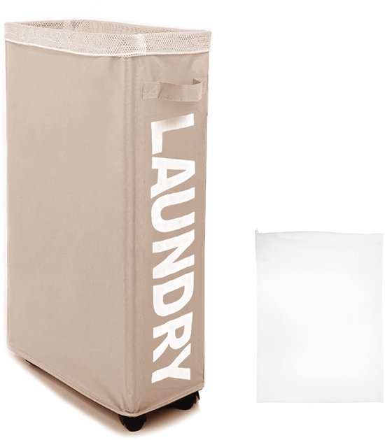 IHOMAGIC 62 l rechthoekige wasmand met wieltjes, hoge wasmand met ...