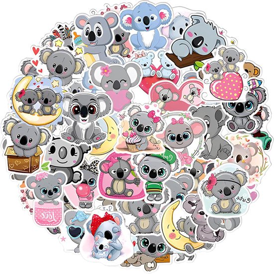 Schattige Koala Stickers - Set van 50 waterdichte vinyl stickers met ...