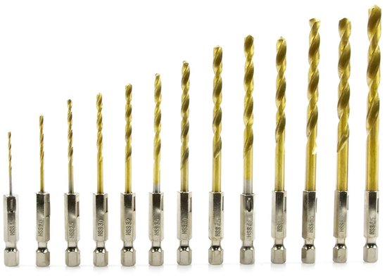 GEKO Boorbits Set - HSS TiN Coating - 13-delig - 1,5-6,5mm - HEX ...