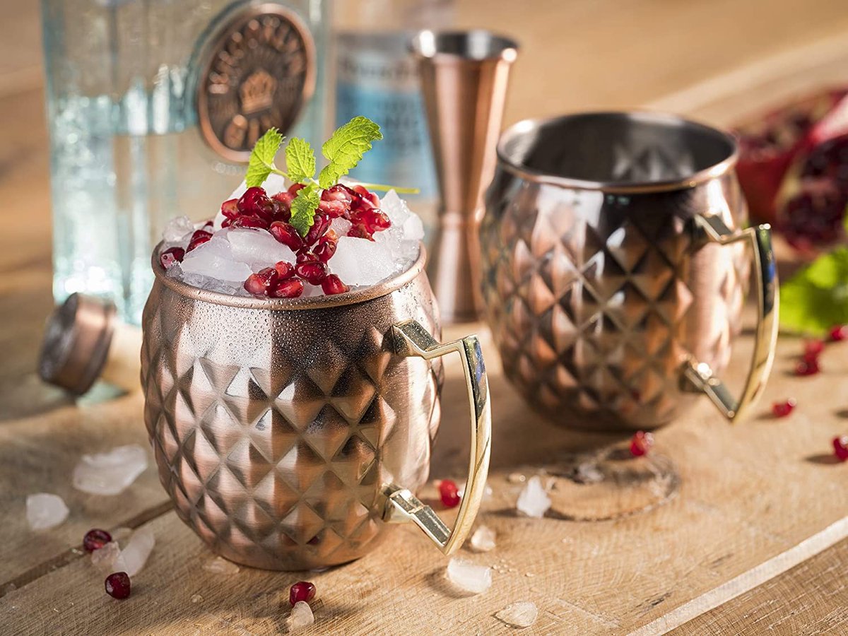 2 Moscow Mule mokken, 500 ml, hoogwaardige roestvrijstalen beker met ...