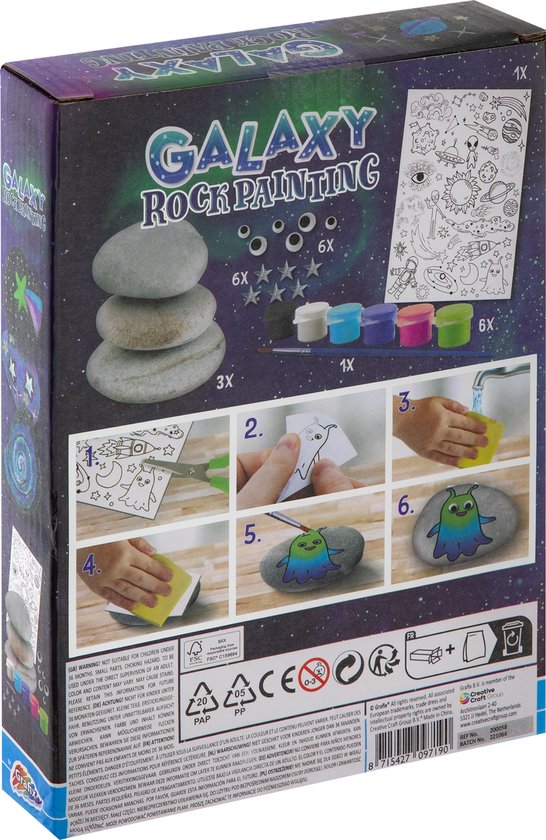 Grafix Galaxy Rock Painting - Set voor Happy Stones met 3 stenen, 5 ...