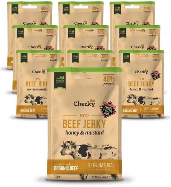 Cherky BIO Beef Jerky Honey Mustard 30g x10 Cherky | bol