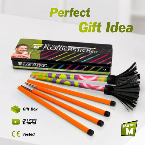 Mister M® Flowerstick Set: ultieme jongleer- en stokkenkit, opvouwbaar ...
