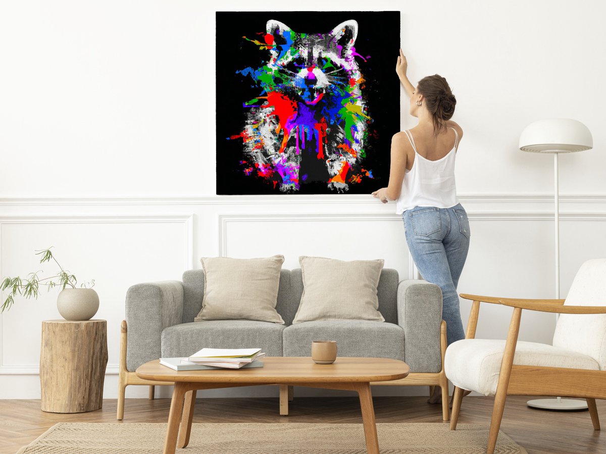 Ratchet Raccoon Riot kunst - 80x80 centimeter op Plexiglas | Foto op ...