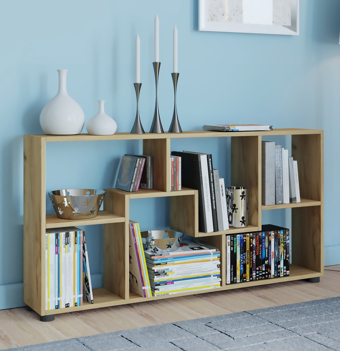 VCM Houten dressoir plank Room Divider vloer staande plank Deco opslag ...