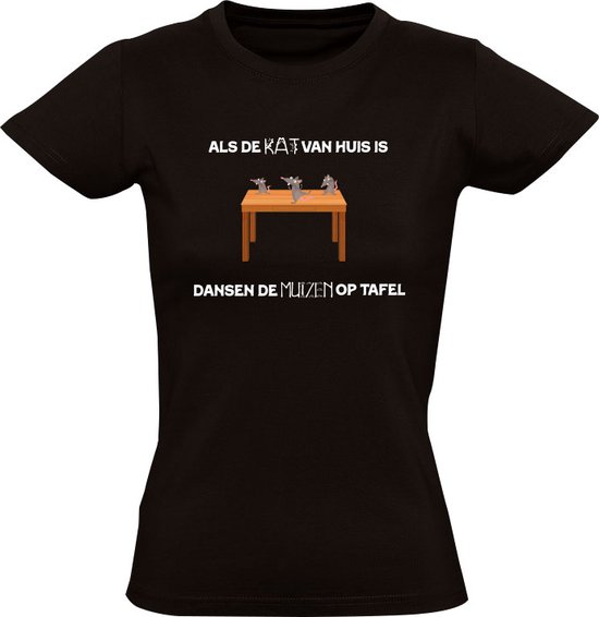 KatMuis T-shirt Dames | tafel | dansen | feest | muizen | kat | huis ...