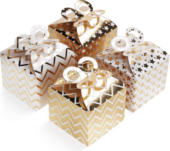 Belle Vous Wit & Gouden Feest Geschenk Doosjes met Strikken (36 Pak ...