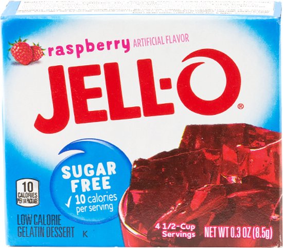 Jello | Frambozen Gelatine | Suikervrij | 1 x 8,5 gram (4 porties ...