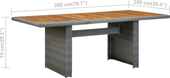 ModernLife' - Tuintafel poly rattan en massief acaciahout lichtgrijs ...