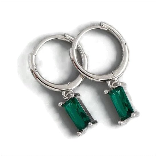 Zilveren Oorringen Met Zirkonia Rechthoek | bol