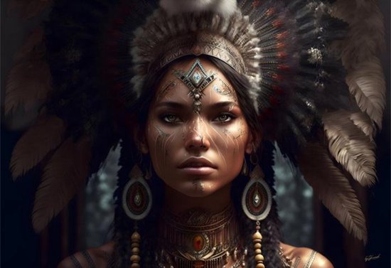 160 x 110 cm - glasschilderij - Indiaanse vrouw - schilderij fotokunst ...