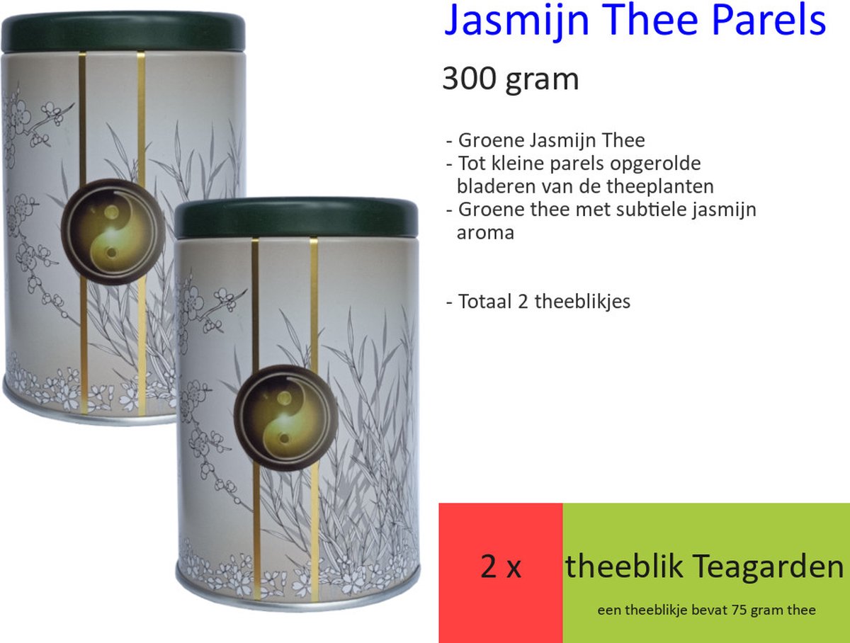 Jasmijn Thee Parels in Luxe Theeblik Teagarden (2 blikjes) | bol.com