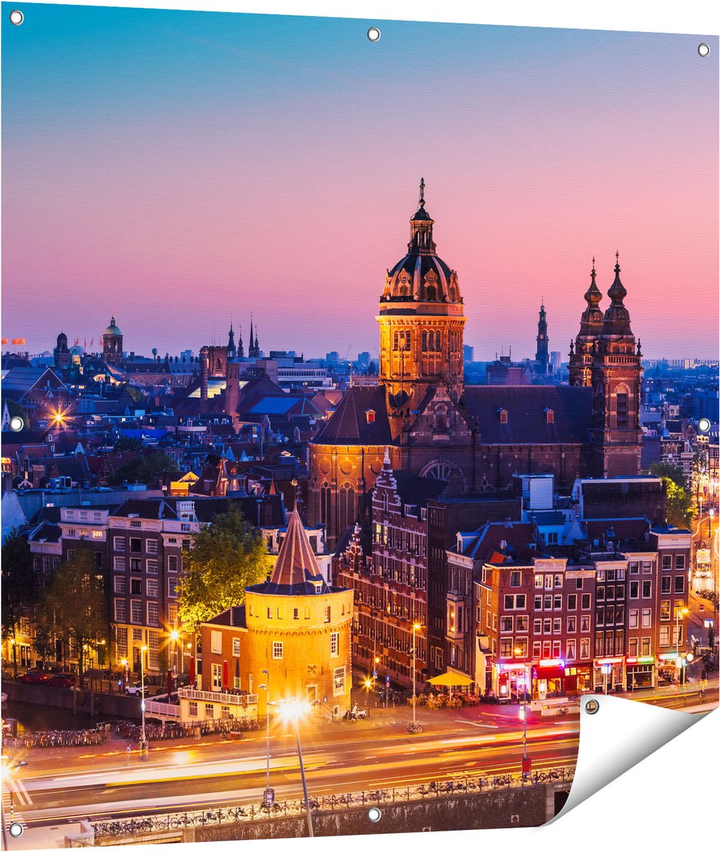 Gards Garden poster Amsterdam Skyline at Sunset - 100x100 cm - Toile de ...