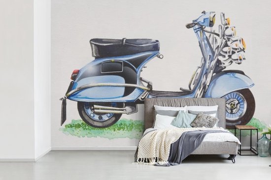 Behang - Fotobehang een scooter met veel lichten aan de voorkant ...