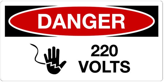 Sticker 'Danger: 220 Volts' 200 x 100 mm | bol