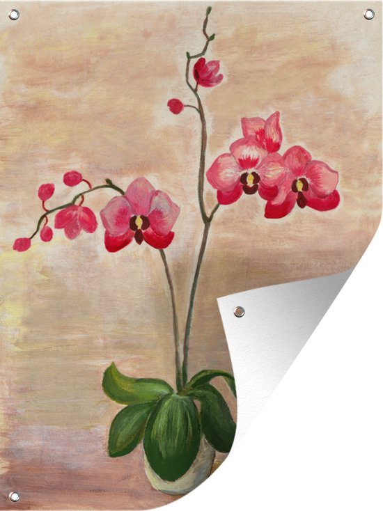 Tuin decoratie Een illustratie van een rode orchidee - 30x40 cm ...