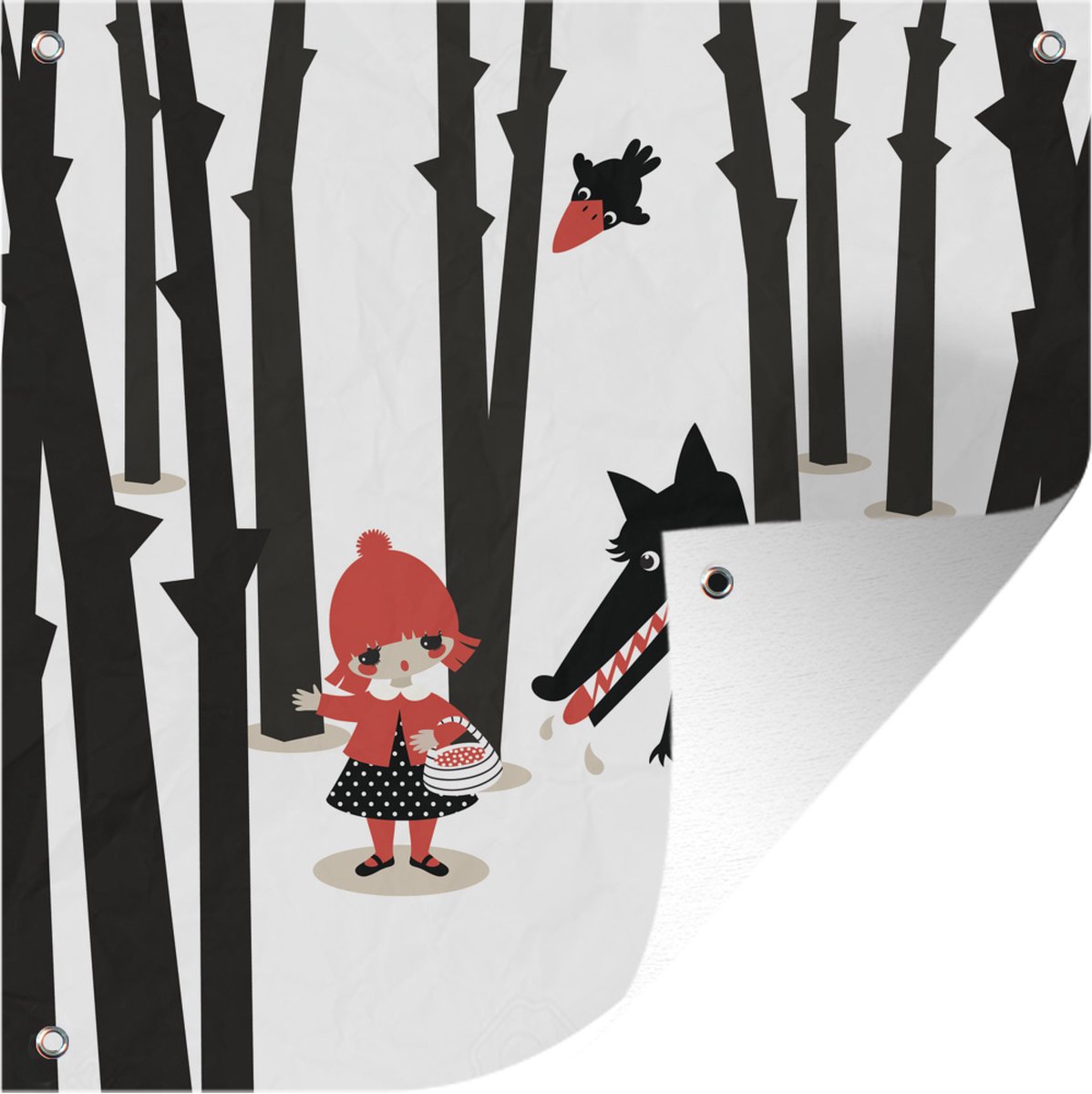 Une illustration du Petit Chaperon Rouge et le loup dans la forêt ...