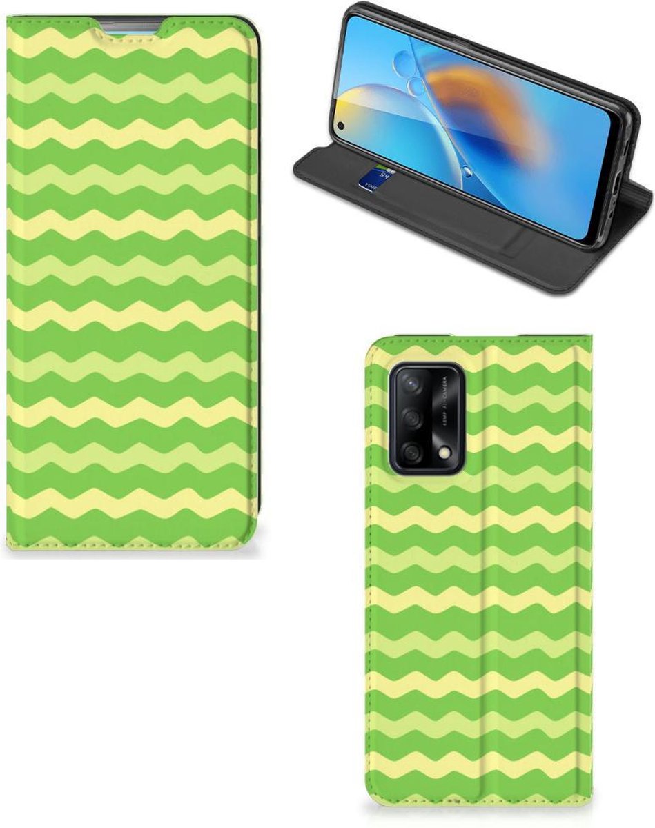 Book Case OPPO A74 4G Telefoonhoesje Waves Green | bol.com