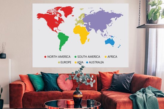 Kleurrijke wereldkaart met een legenda Poster | Wereldkaart Poster ...