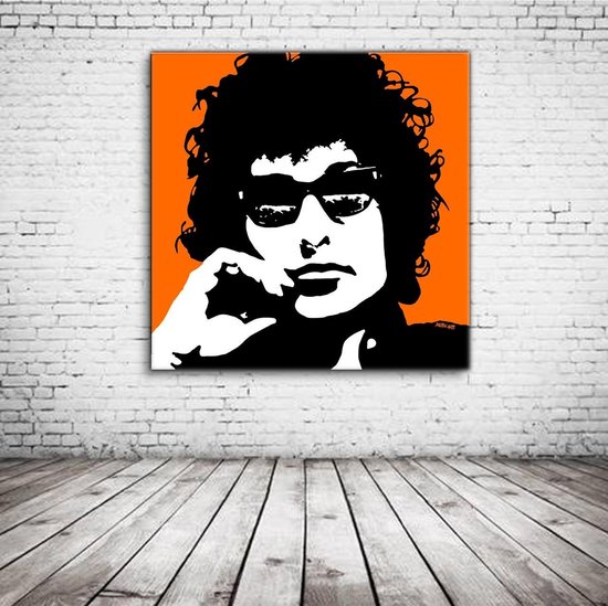 Bob Dylan Pop Art Acrylglas - 80 x 80 cm op Acrylaat glas + Inox ...