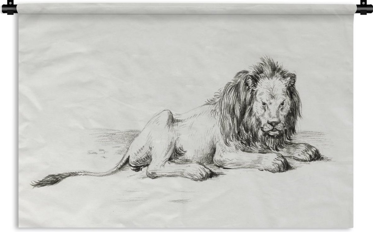 Wandkleed - Wanddoek - Schets van een leeuw - schilderij van Jean ...