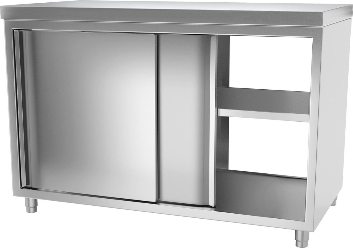 RVS werkkast Premium 1,2 m - met doorgeef ruimte | GGM Gastro | bol