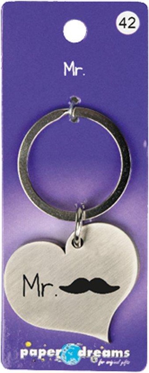 Paperdreams Hart sleutelhanger - Mr. (snor) | bol.com