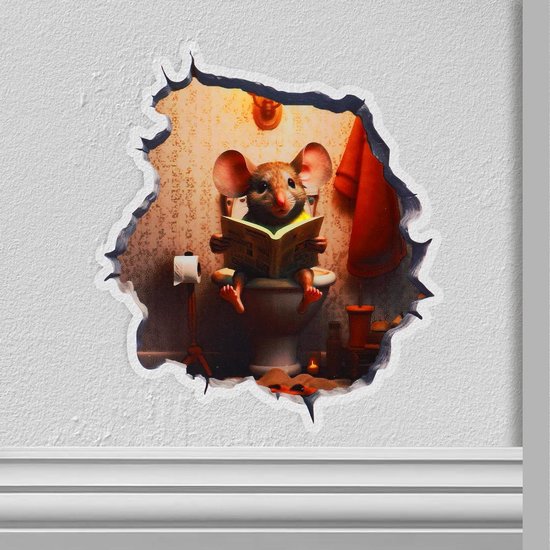 3D Grappige Muis Gat Muur Sticker voor Kinderkamer, Woonkamer en ...