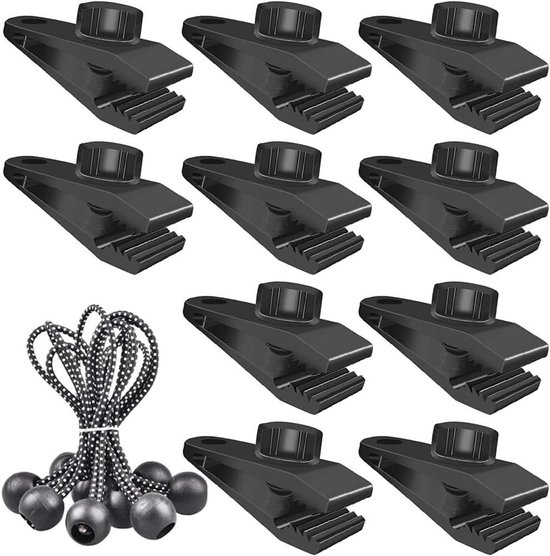 Tent Clips Set of 30 - Crocodile Mouth Clips, D Carabiner Hooks, Rubber ...